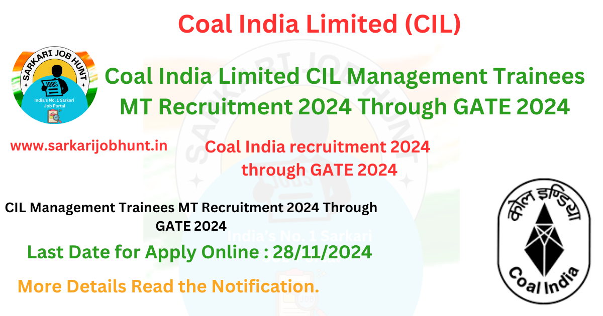 Coal India recruitment 2024 through GATE