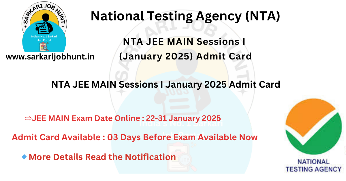 NTA JEE MAIN Sessions I January 2025 Admit Card